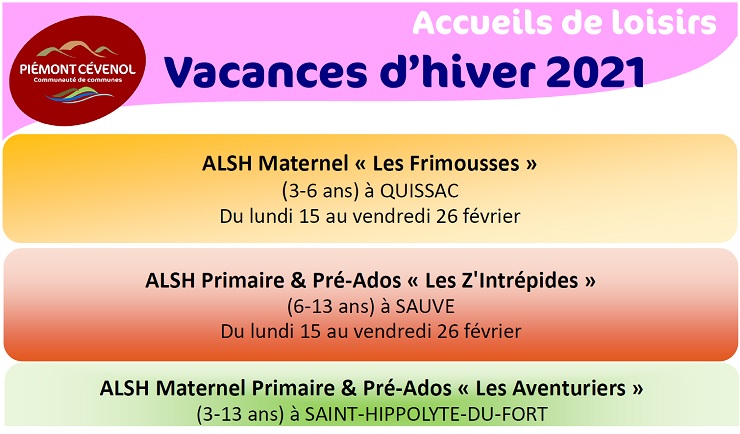 Accueils des loisirs pour les vacances d'hiver 2021 - Mairie de Vic-le-Fesq